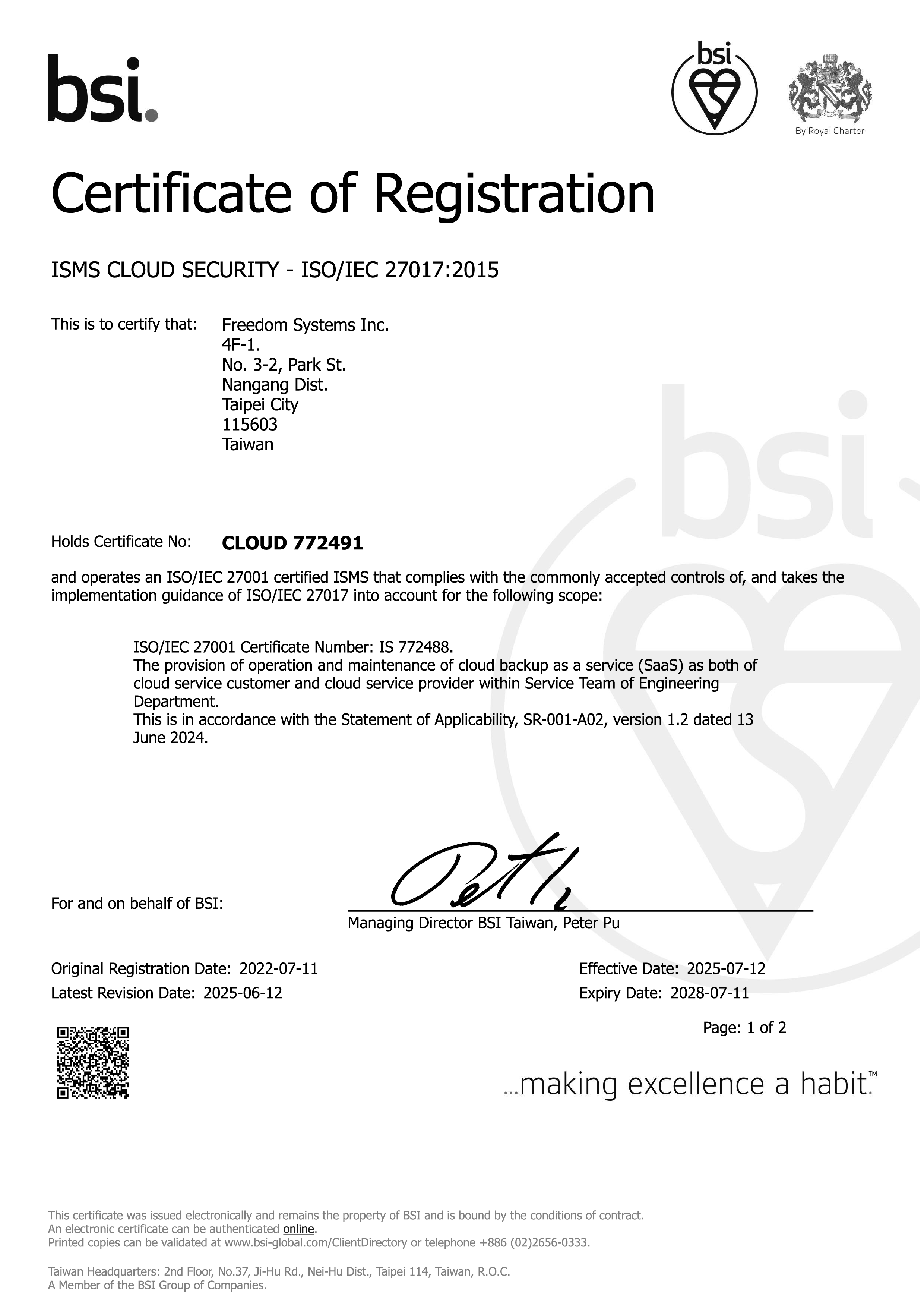 ISO Certification - Freedom Systems